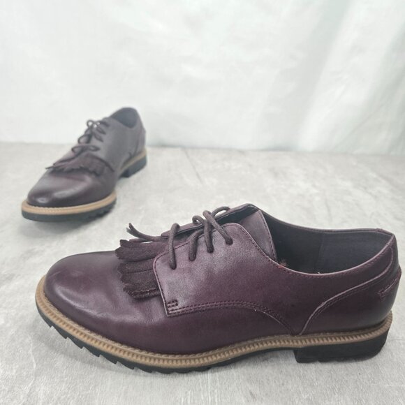 Clarks | Shoes | Clarks Oxford Dress Shoes 7m Dark Purple Leather ...
